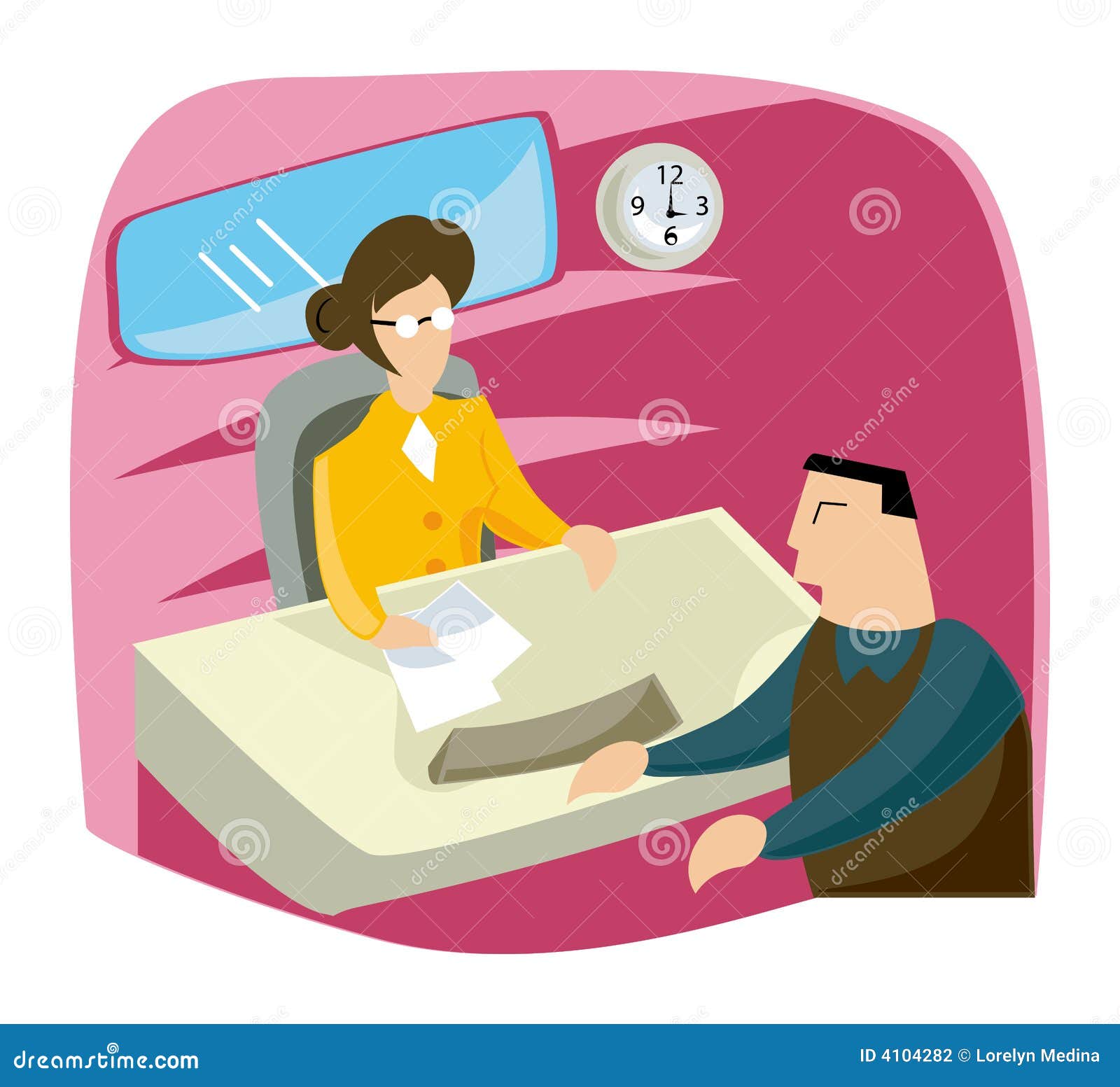 Interview stock illustration. Illustration of desk, drawing - 4104282