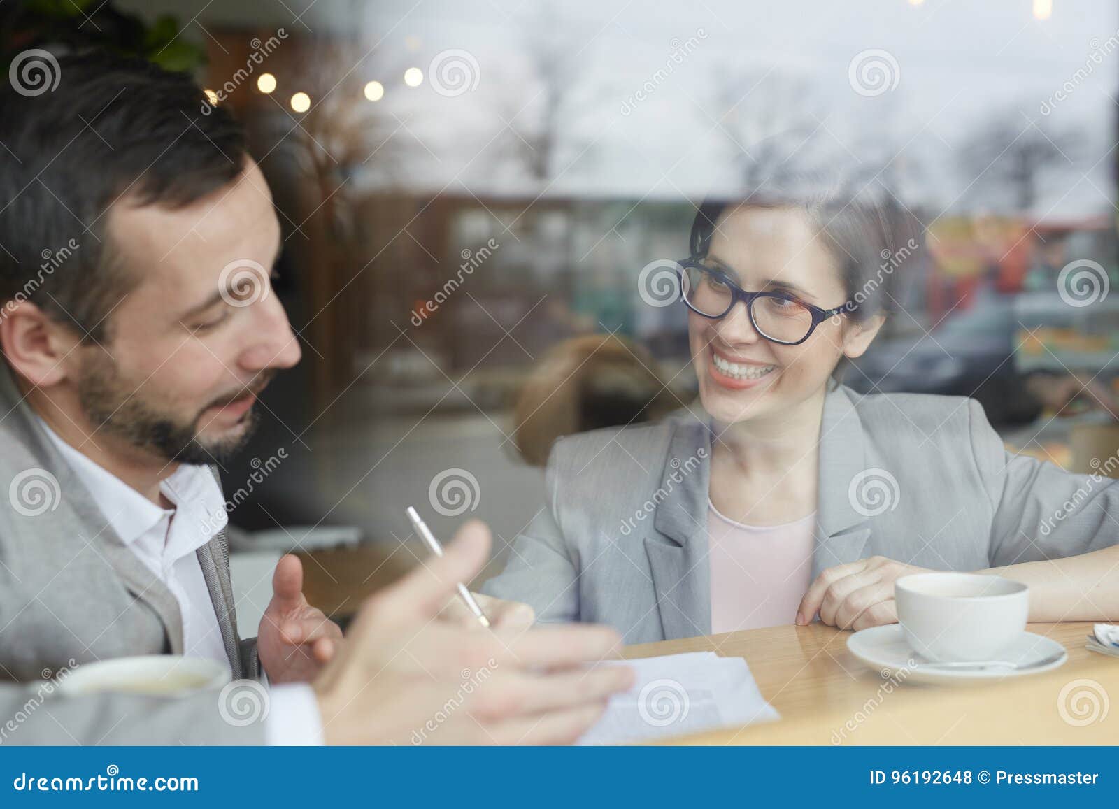 Interview in cafe stock photo. Image of analyst, drink - 96192648