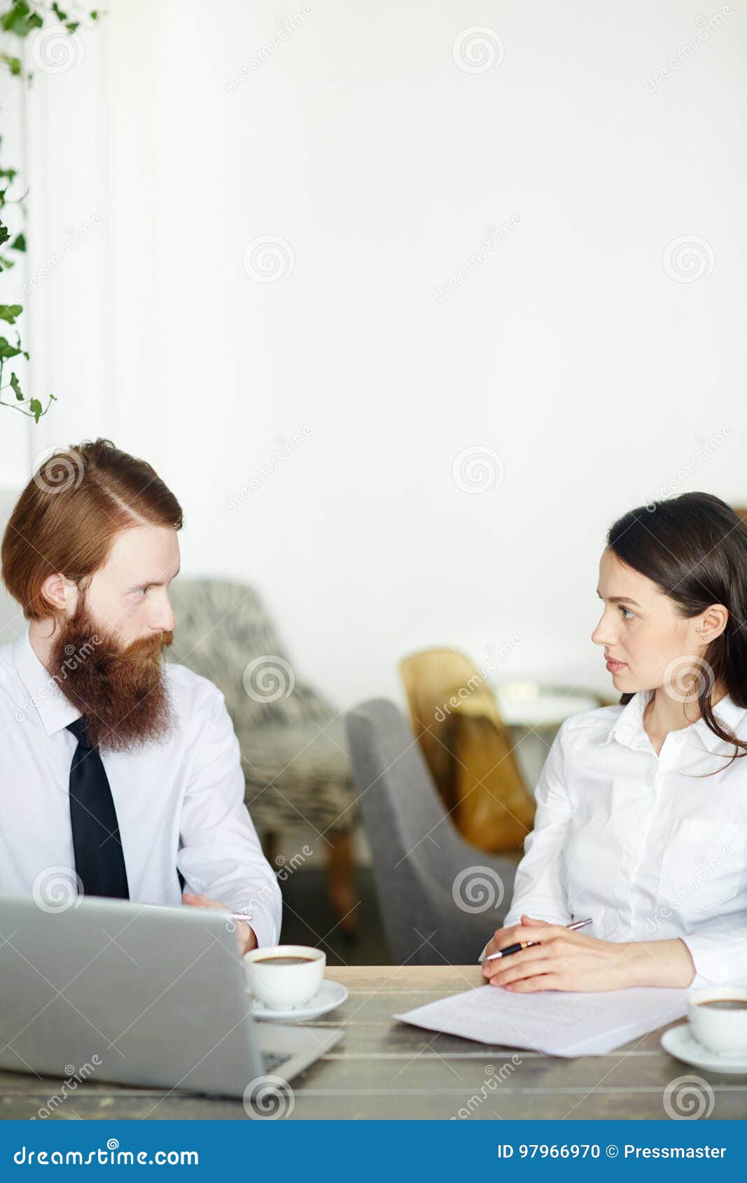Interview in cafe stock photo. Image of meeting, employer - 97966970