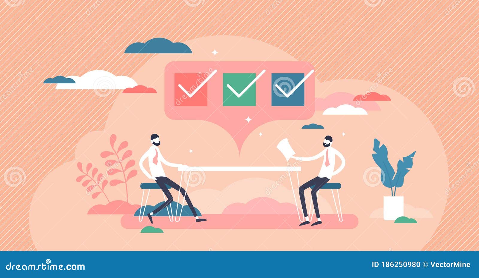 Interview Checklist with Answers Vector Illustration Tiny Persons ...