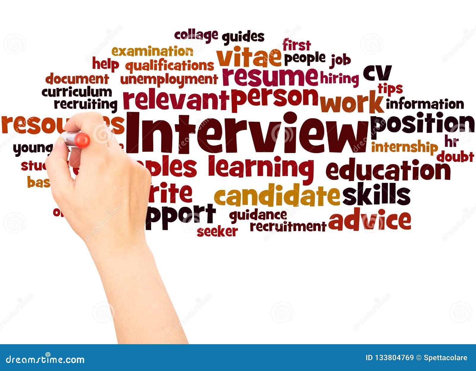 Interview Curriculum Vitae Word Cloud Hand Writing Concept Stock ...