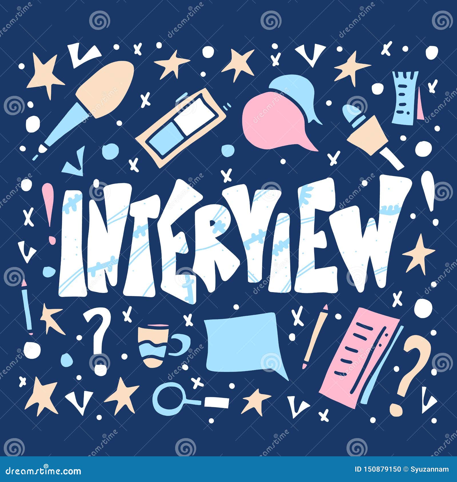 Interview Design Poster. Vector Flat Color Card. Stock Vector ...