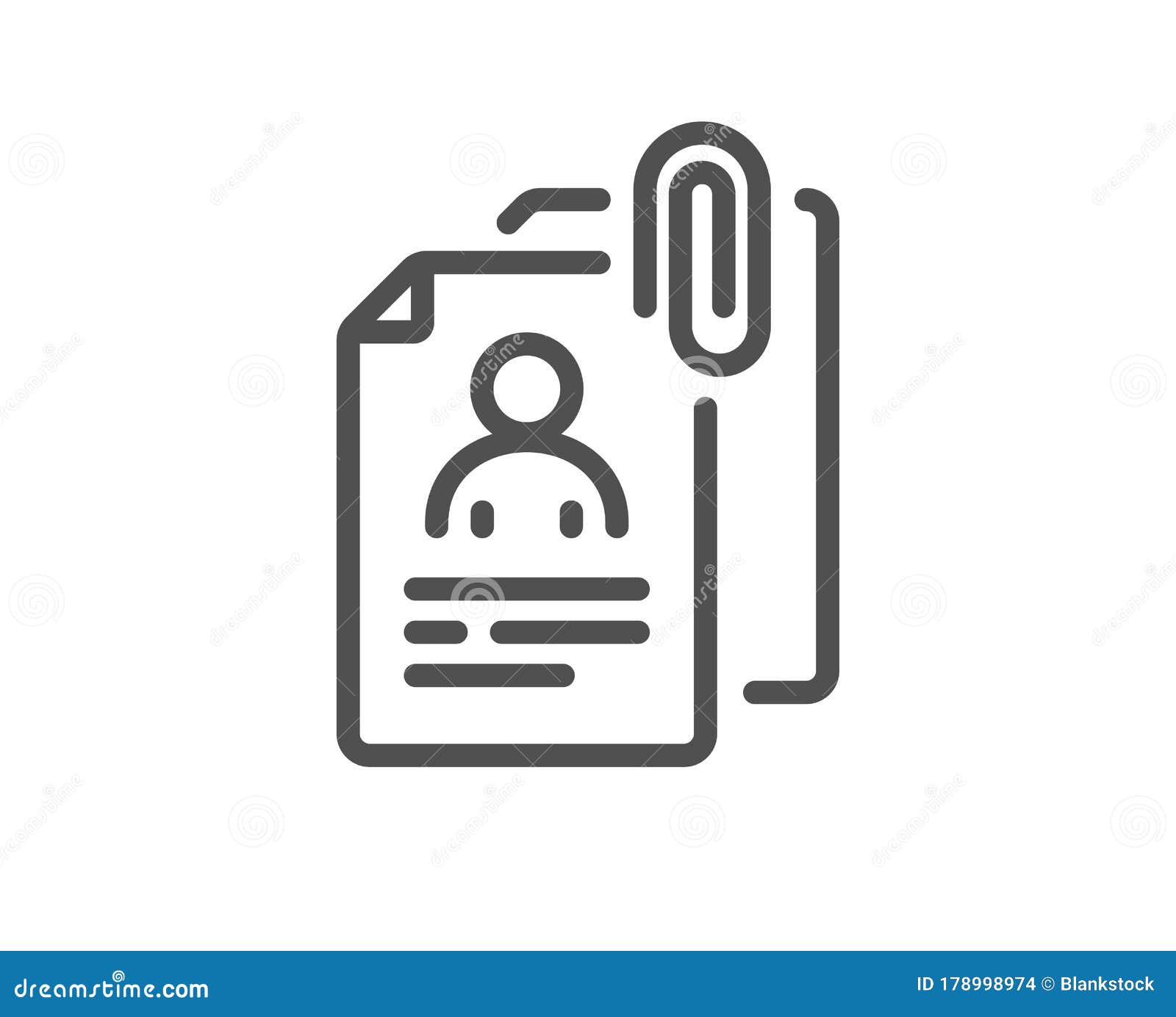 Interview Documents Line Icon. CV File Attachment Sign. Vector Stock ...