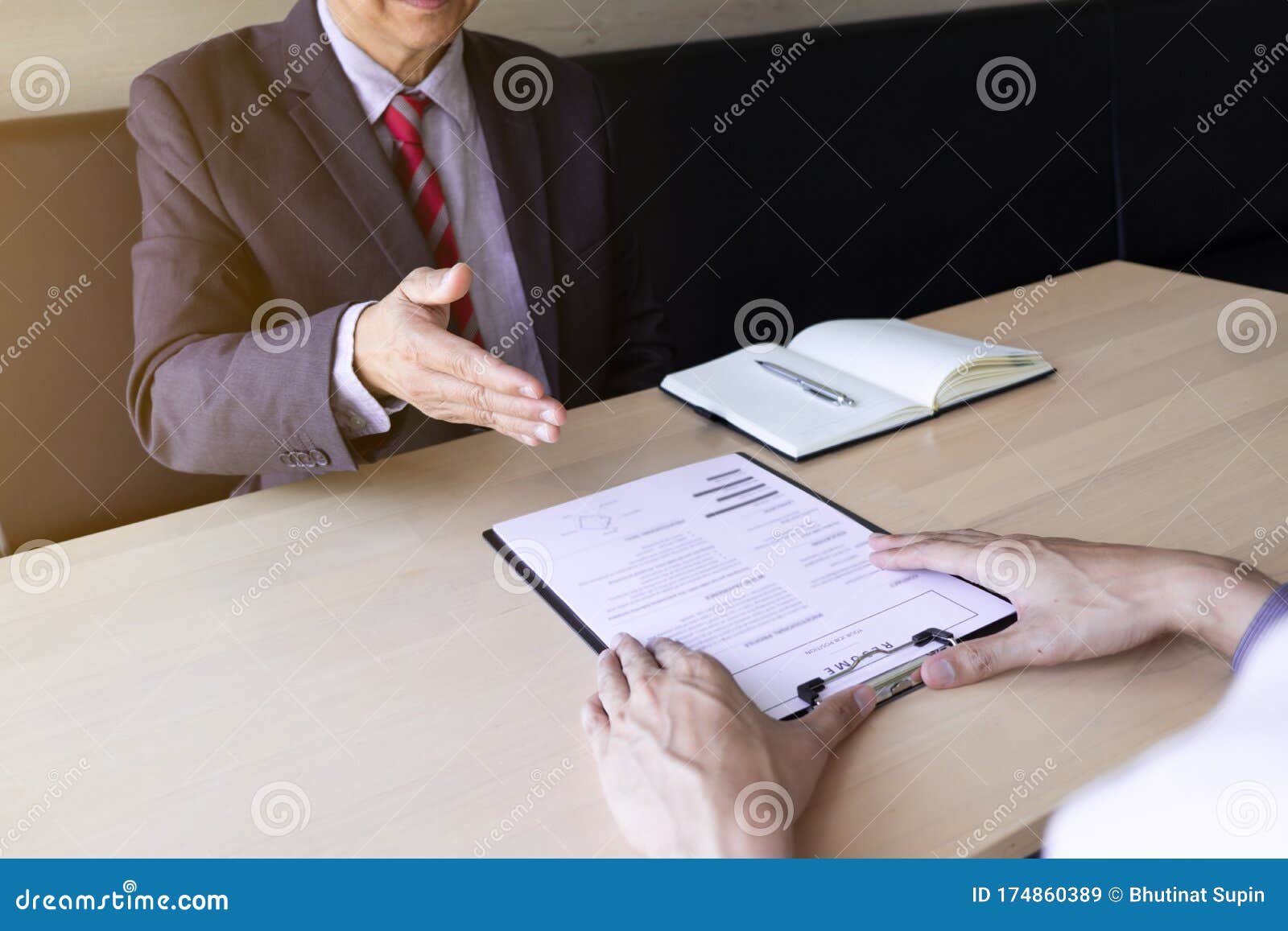 Interview Employee Talking about Resume and Job Description with the ...