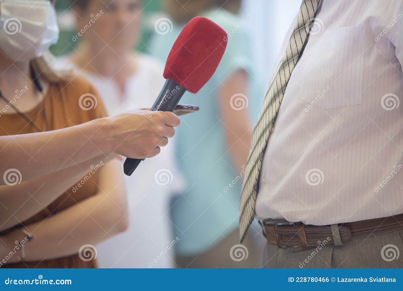 Interview. Hand with a Microphone Stock Photo - Image of broadcasting ...