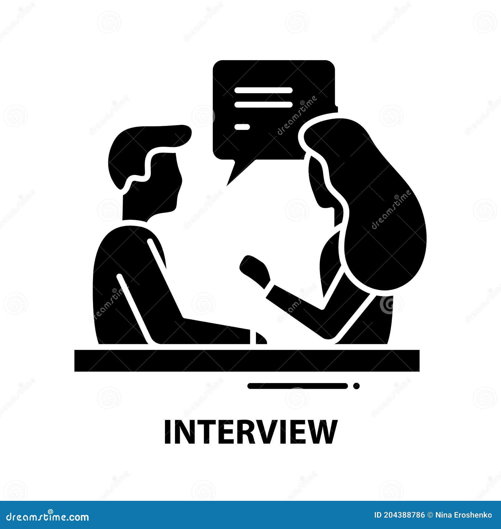 Interview Icon, Black Vector Sign with Editable Strokes, Concept ...