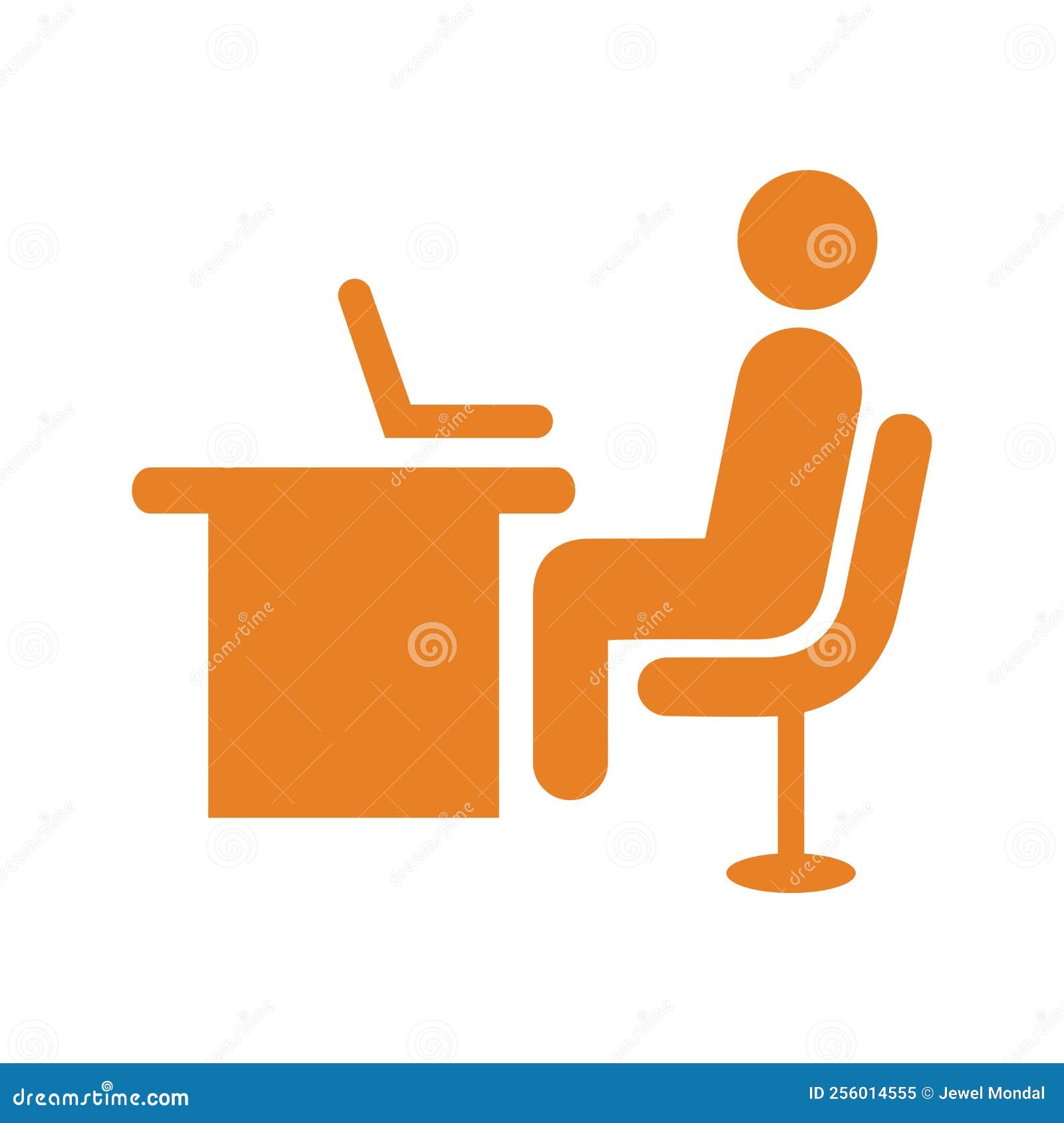 Interview, Laptop, Workplace Icon. Orange Vector Sketch Stock ...