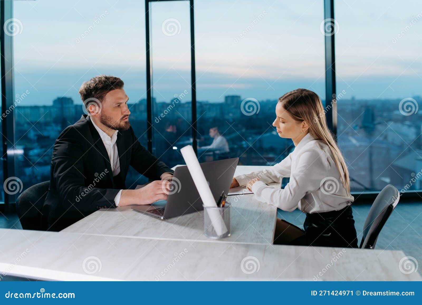 Interview of a Male and a Female in the Office. Interview in the Office ...