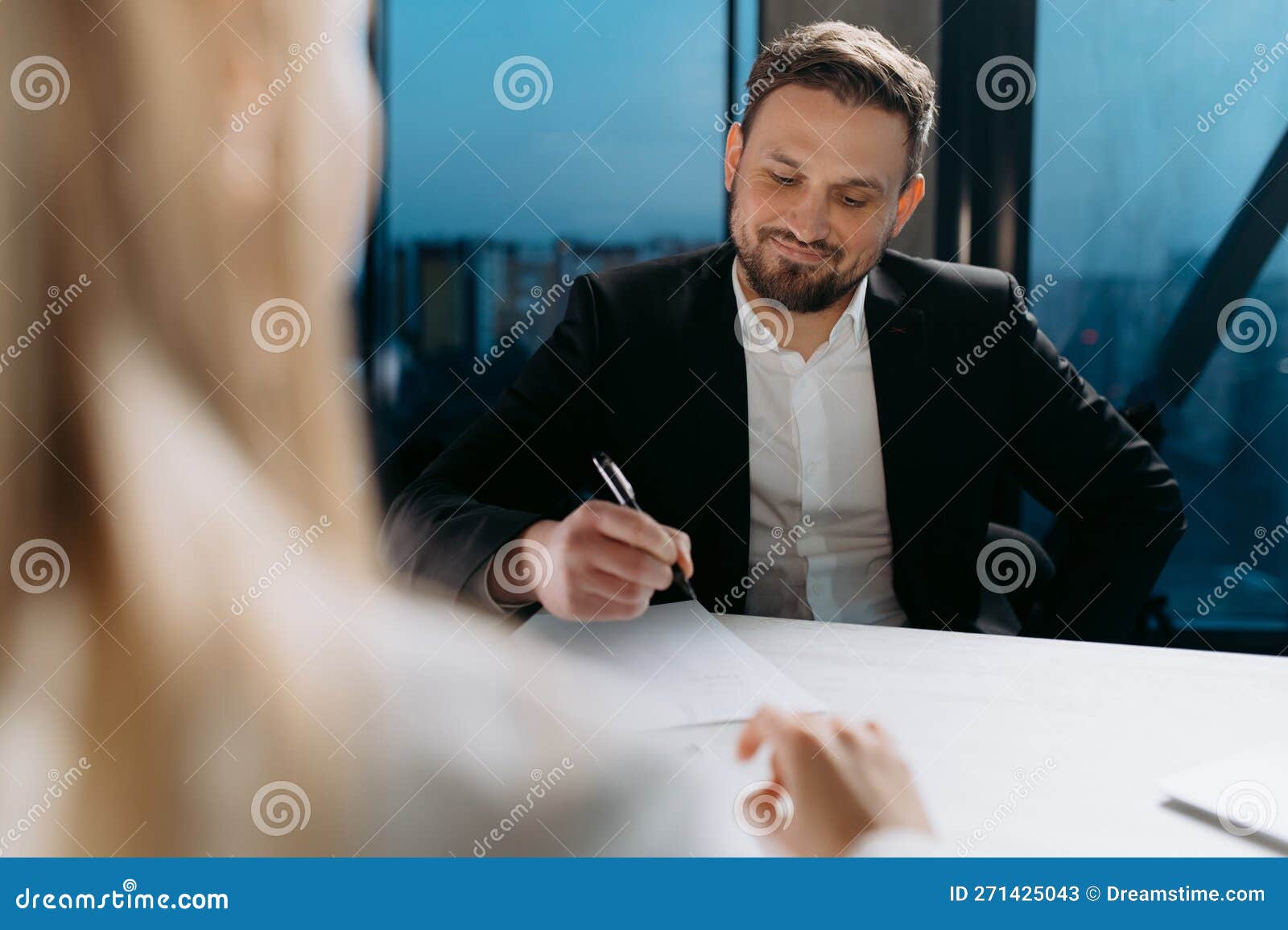 Interview of a Male and a Female in the Office. Interview in the Office ...