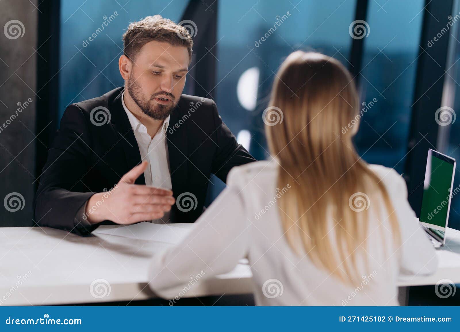 Interview of a Male and a Female in the Office. Interview in the Office ...