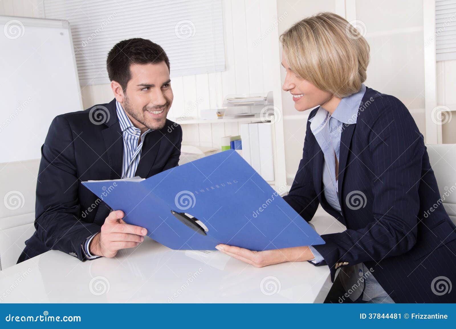 Interview with Manager and Young Attractive Man at Office. Stock Image ...