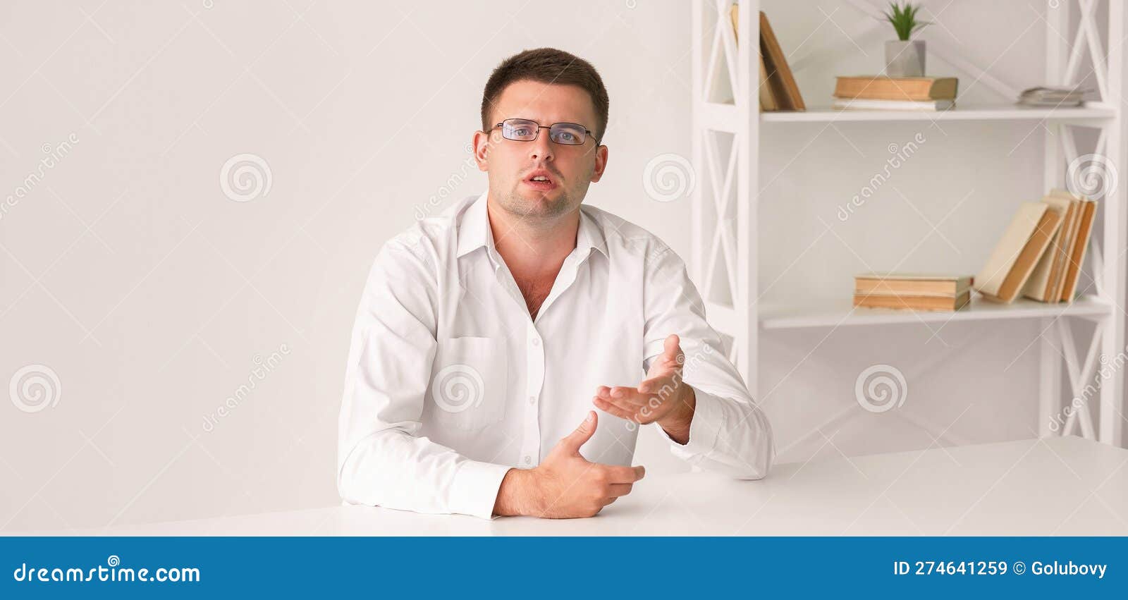 Interview Meeting Male Speaker Office Presentation Stock Image - Image ...