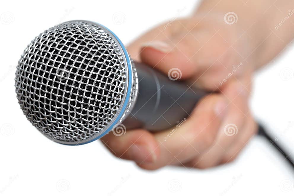 Interview with microphone stock image. Image of white - 10052725