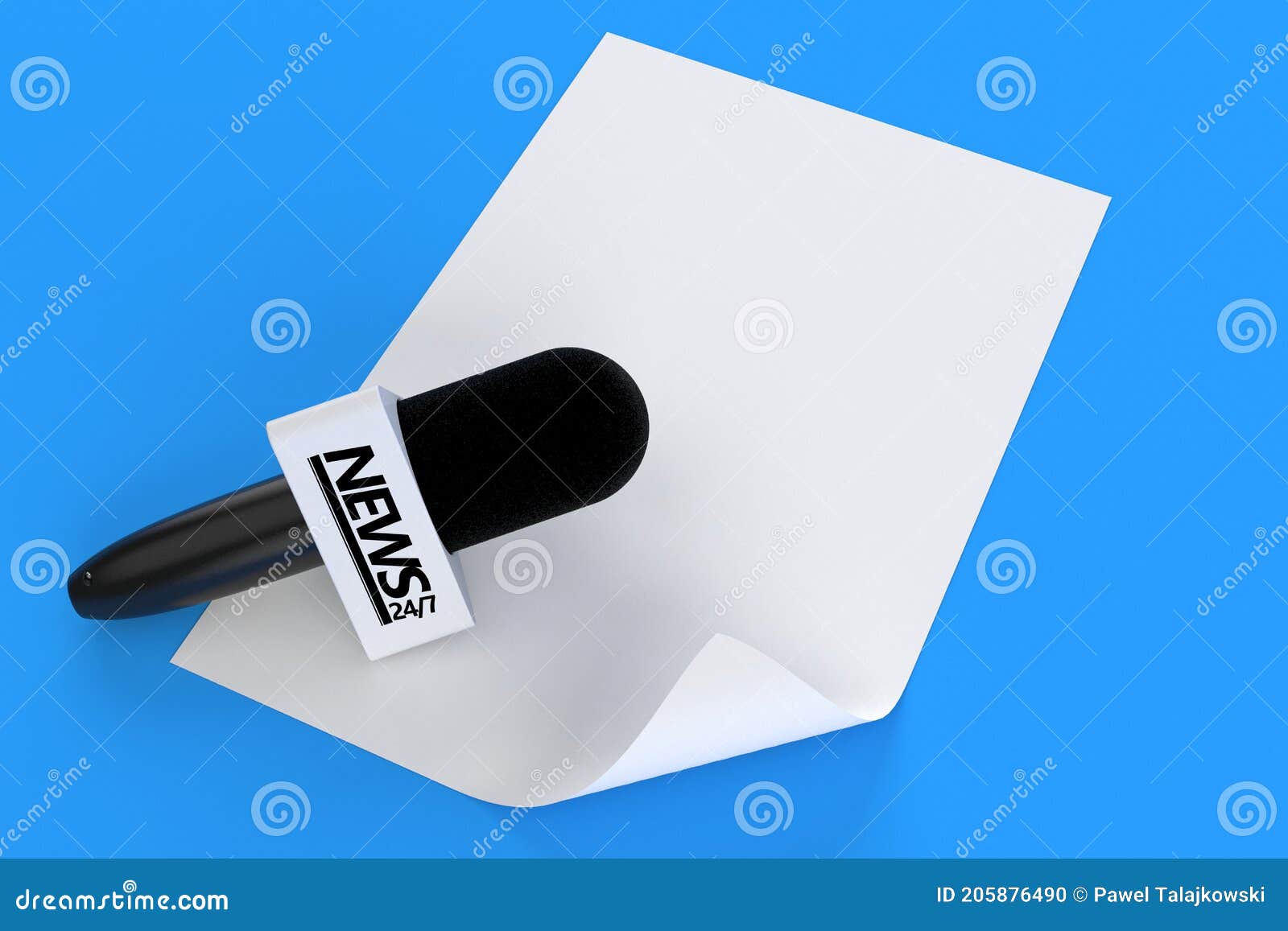 Interview Microphone with Blank Sheet of Paper Stock Illustration ...