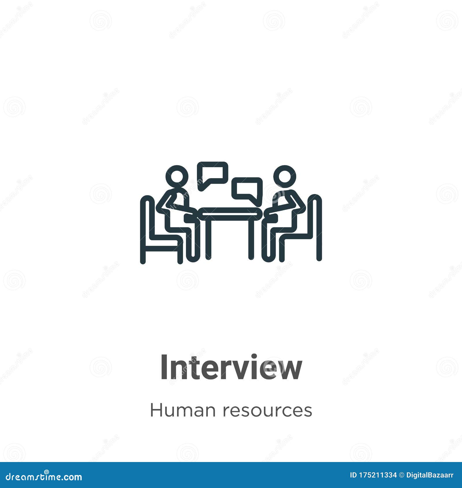 Interview Outline Vector Icon. Thin Line Black Interview Icon, Flat ...