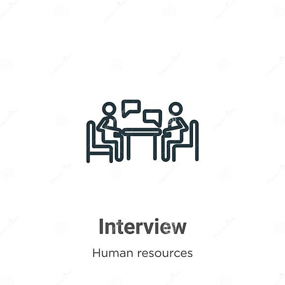 Interview Outline Vector Icon. Thin Line Black Interview Icon, Flat ...