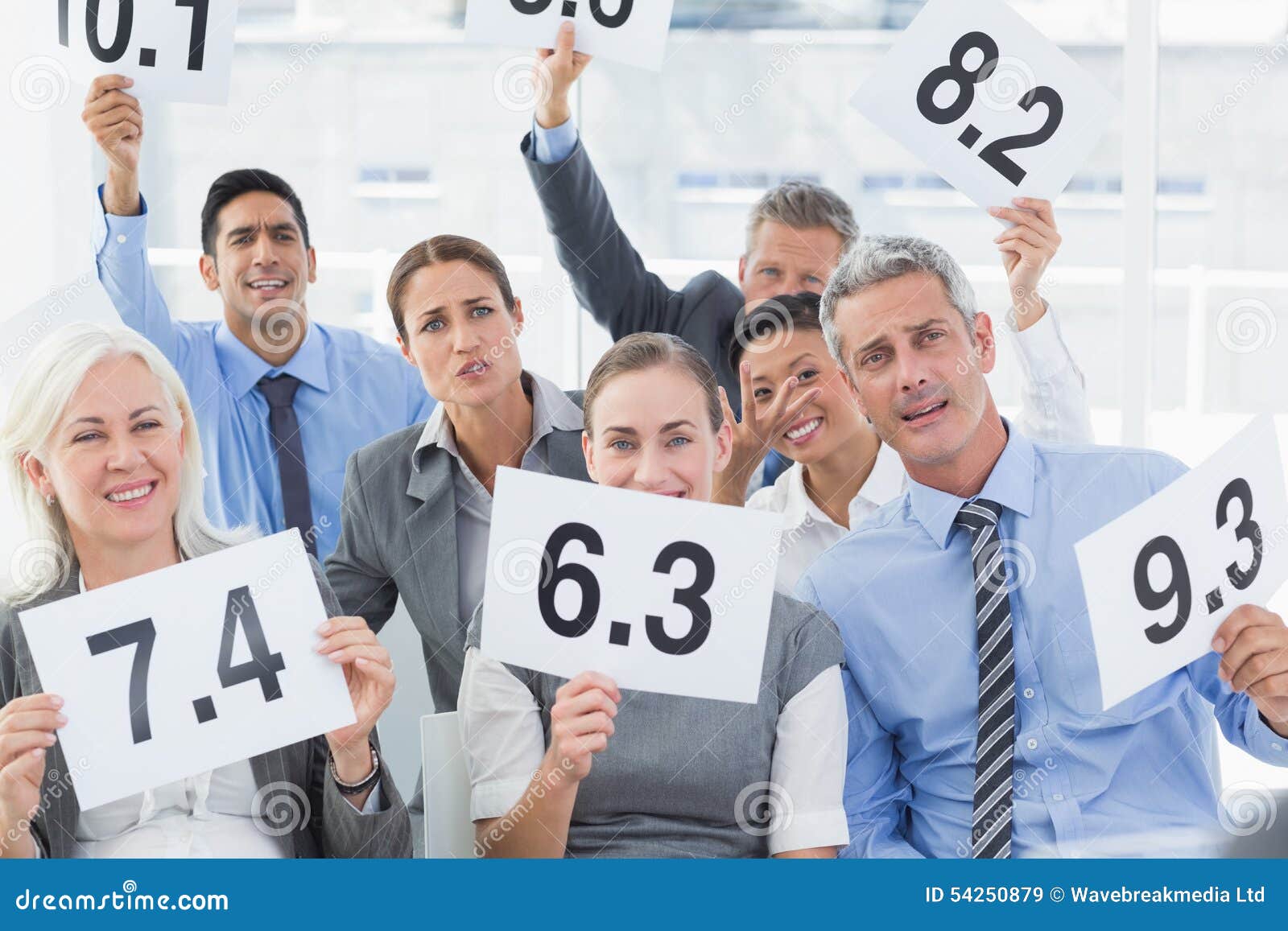 Interview Panel Holding Score Cards in Office Stock Image - Image of ...