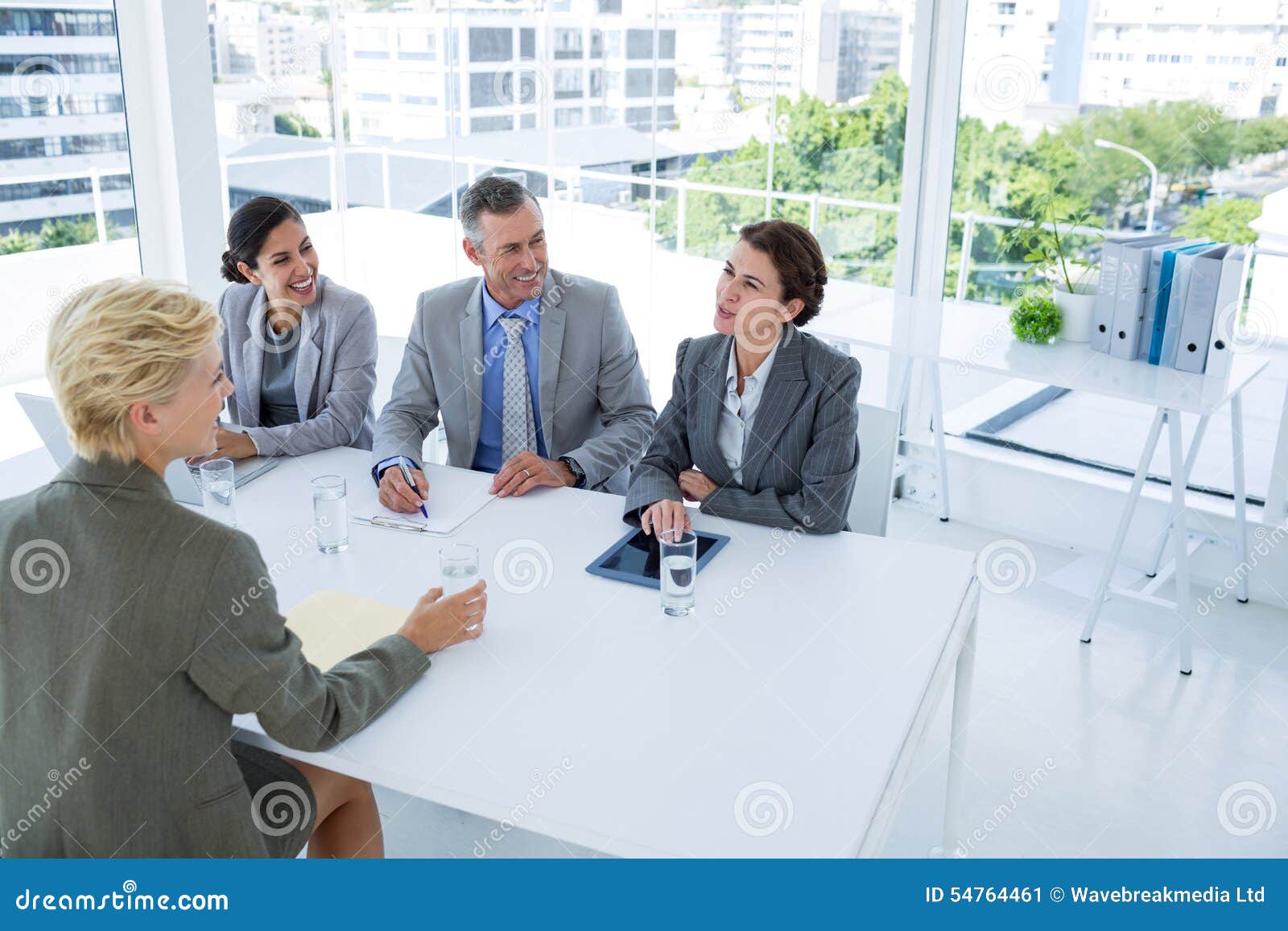 Interview Panel Listening To Applicant Stock Image - Image of female ...