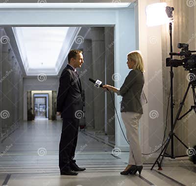 Interview with a Politician Editorial Photo - Image of microphone ...