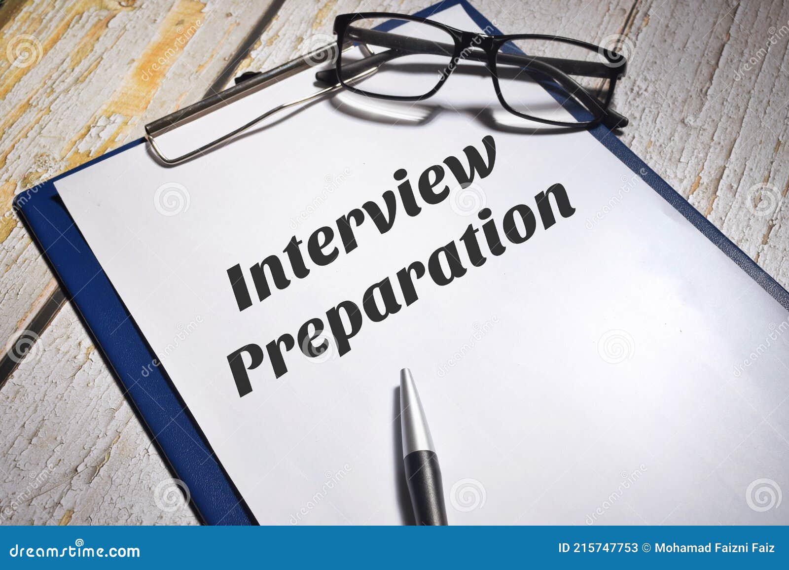 Interview Preparation Wording with Spectacles and Pen Stock Image ...