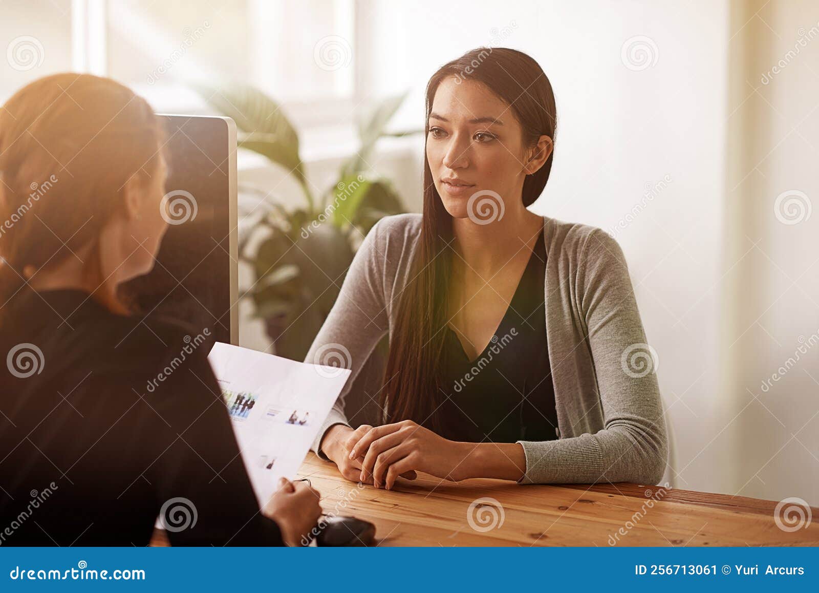 Interview in Progress. Two Young Businesswomen Having a Discussion at a ...