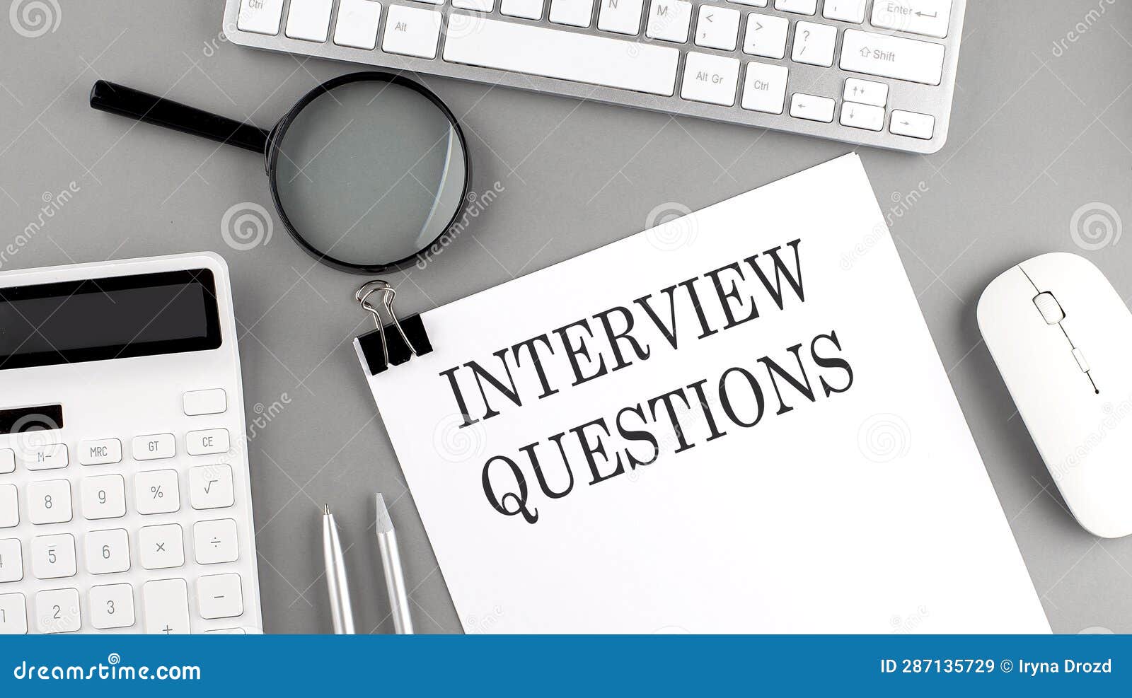 INTERVIEW QUESTIONS Written on Paper with Office Tools and Keyboard on ...