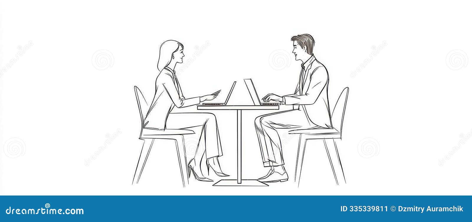 An Interview with a Recruiter and a Candidate. Continuous Line Drawing ...