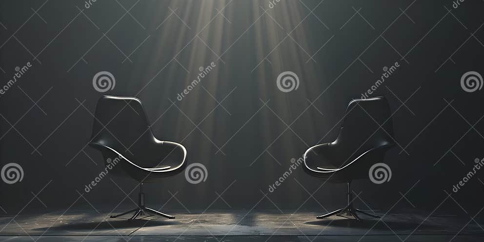 Interview Setup for a Podcast on Artificial Intelligence with Two Vacant Chairs. Concept Podcast ...