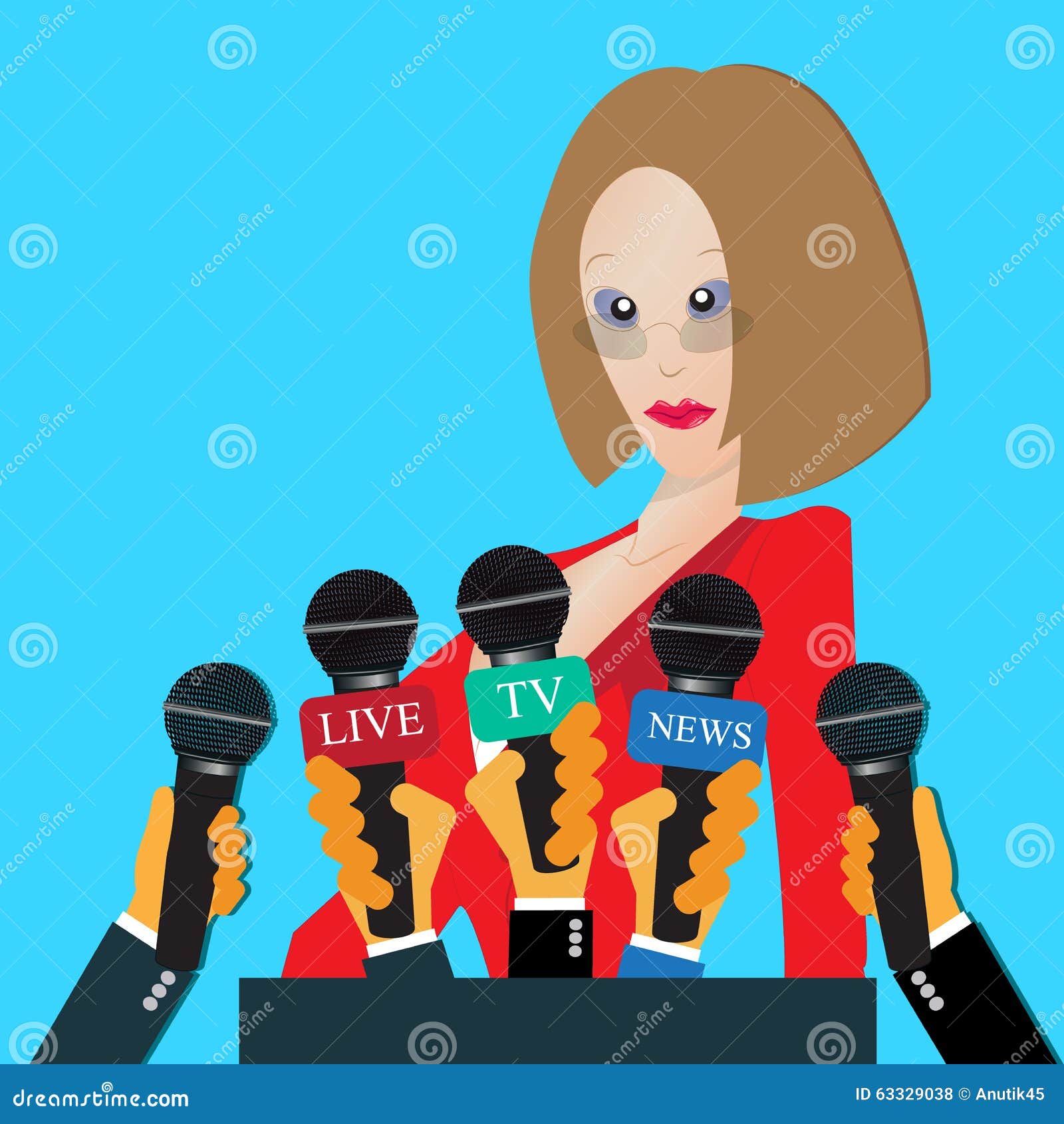 Interview, Speech, Leader, Hands, Microphones, Flat Design for Web ...