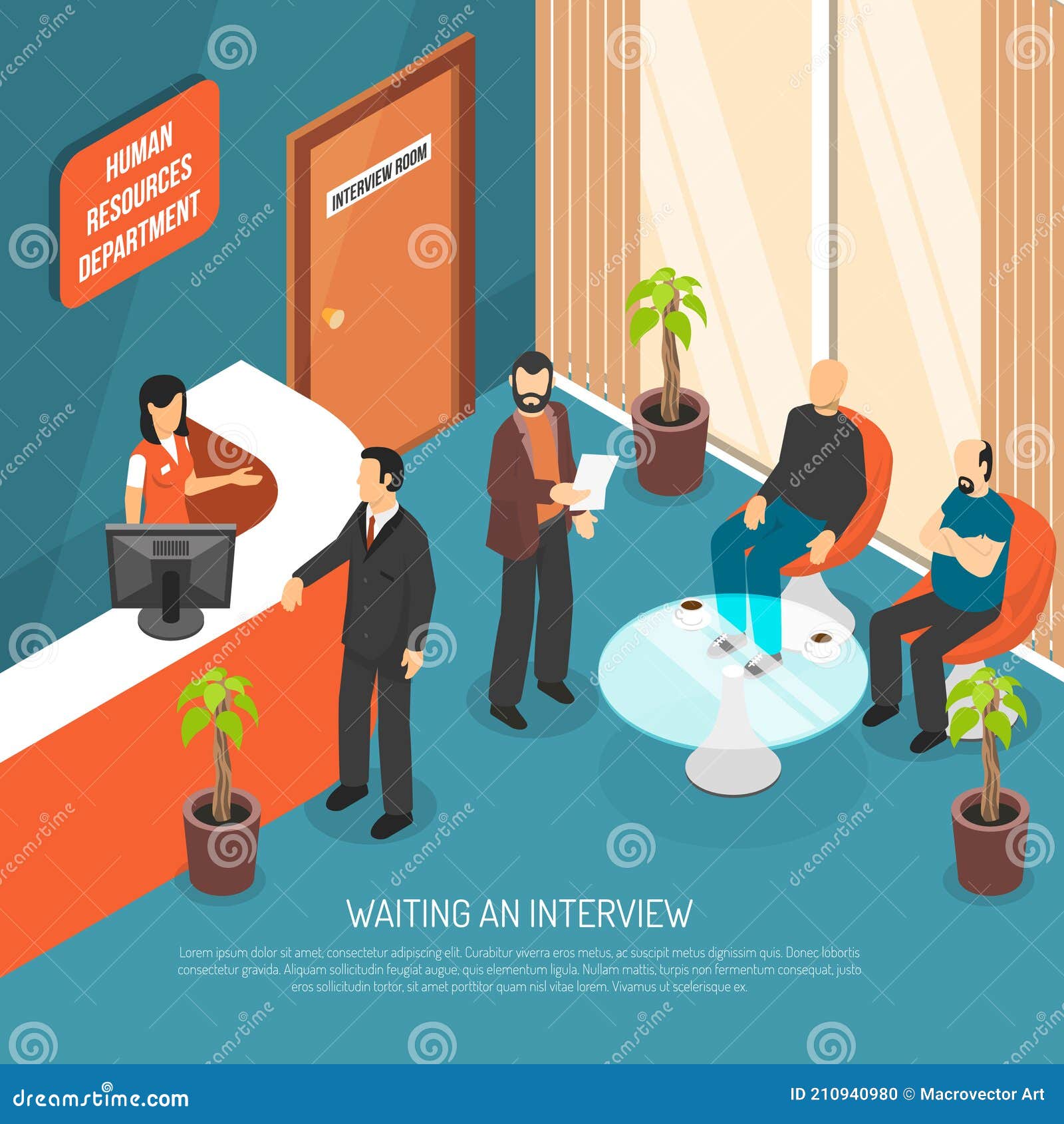 Interview Waiting Area Illustration Stock Vector - Illustration of ...