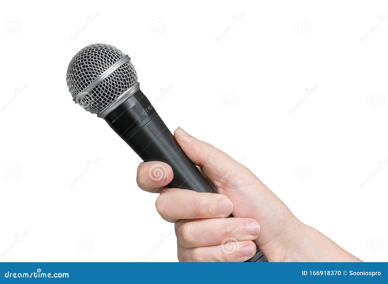 Interviewer or Reporter with a Close-up Microphone in Hand Stock Photo ...