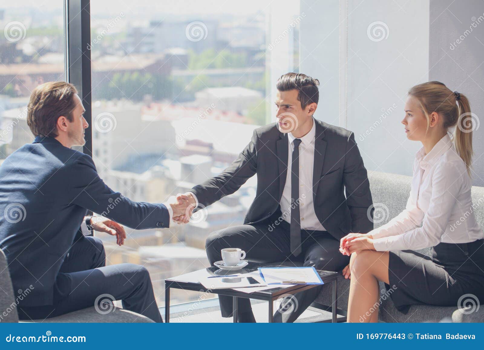 Handshake at job interview stock image. Image of deal - 169776443