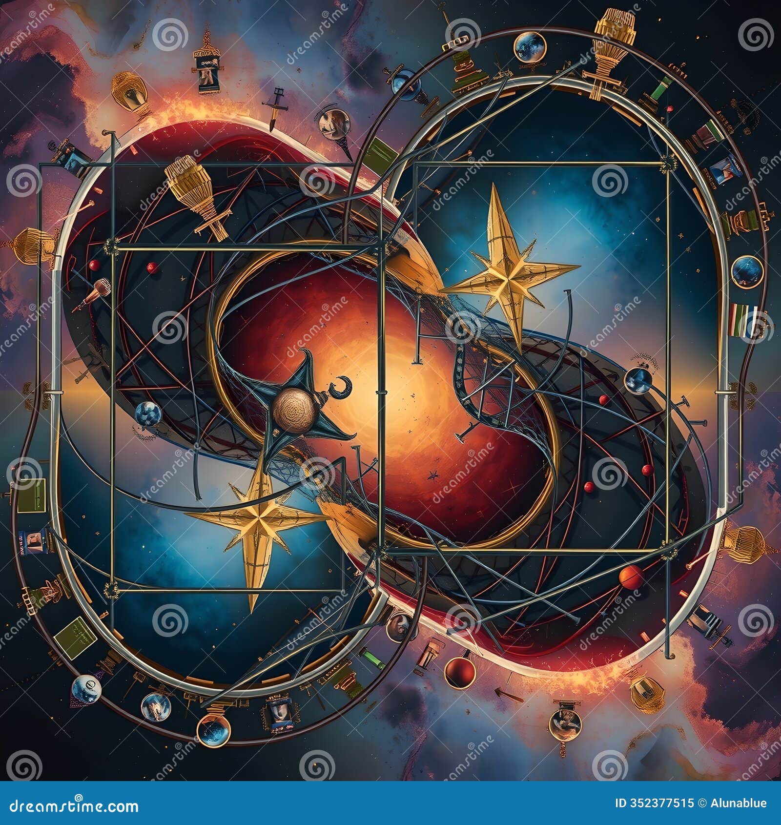 Interwoven Dimensions of Cosmic Realms Stock Image - Image of galaxies ...