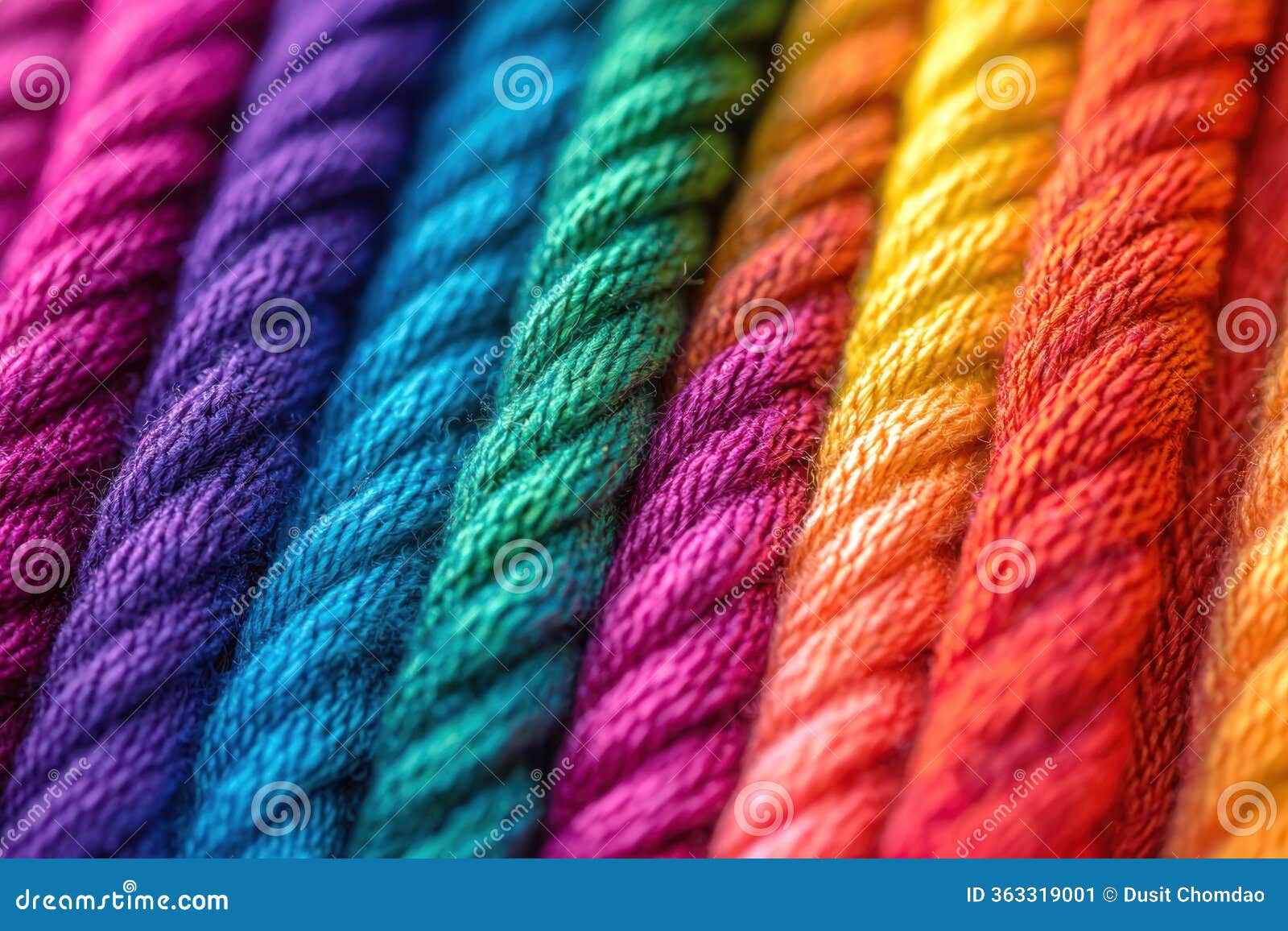 Interwoven Rainbow Threads Creating Vibrant Fabric Texture Symbolizing ...