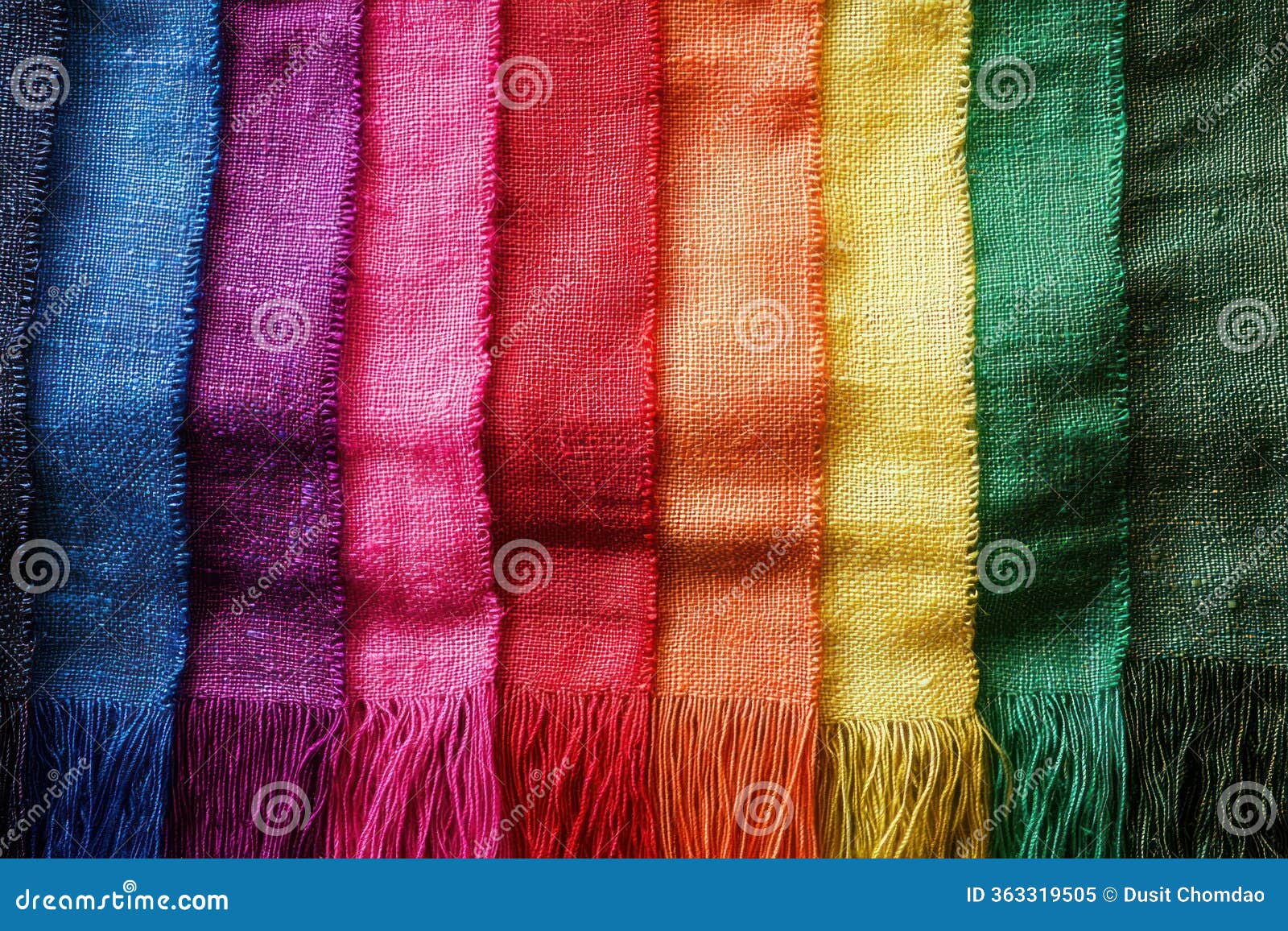 Interwoven Rainbow Threads Creating Vibrant Fabric Texture Symbolizing ...