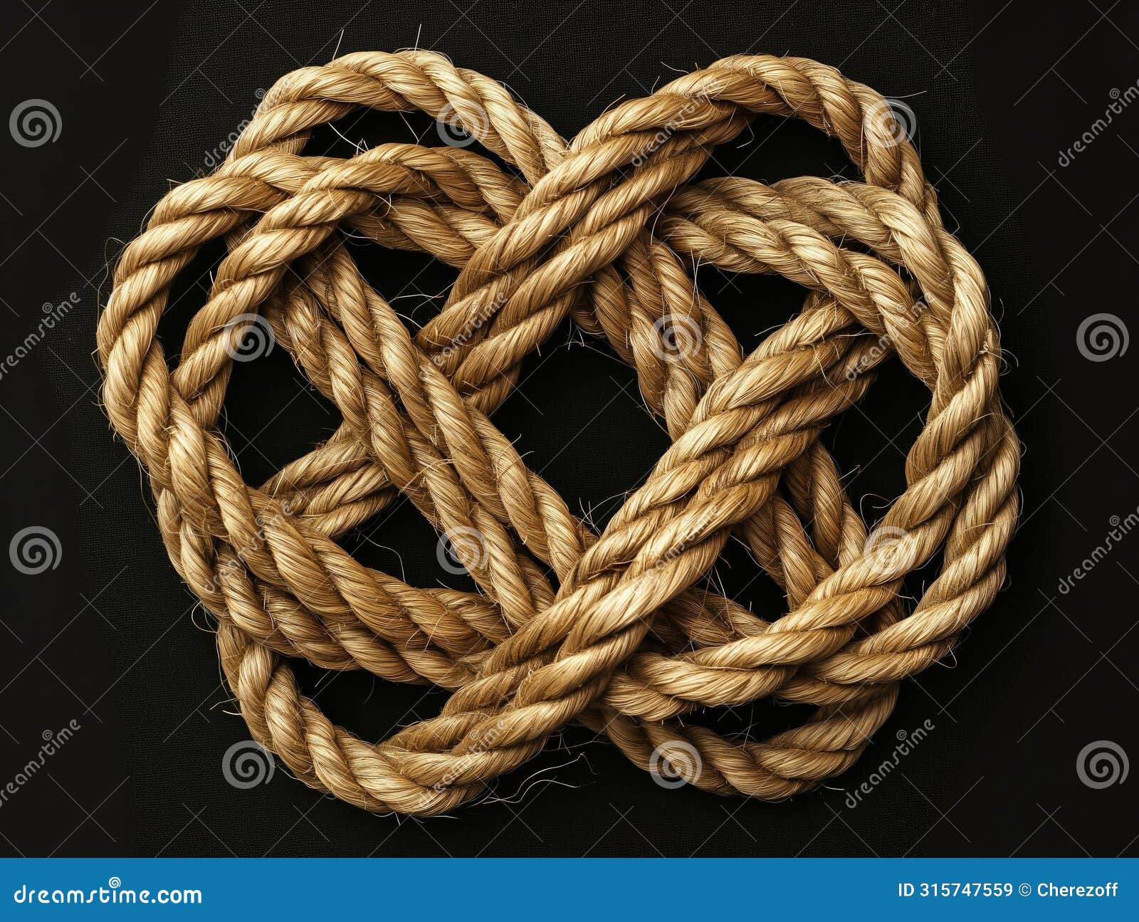 Interwoven Rope Hearts on Dark Background Stock Image - Image of ...