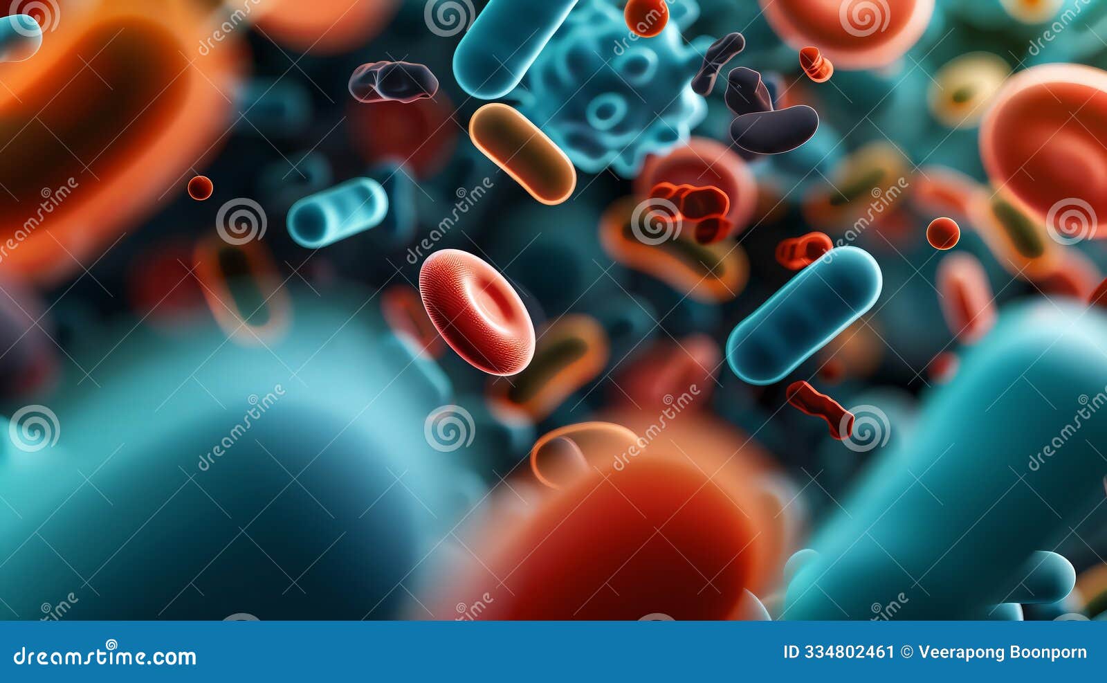 Intestinal Bacterial Flora, Vibrant Microbial Environment, Flat Design ...