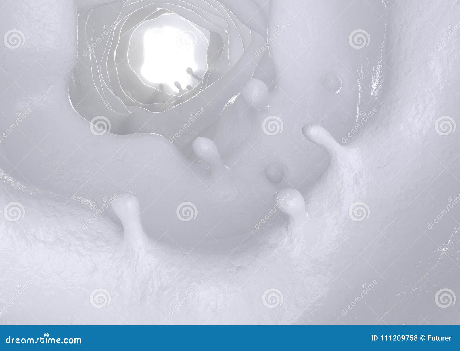 Intestinal Polyps Closeup- White Skin - 3D Rendering Stock Illustration ...