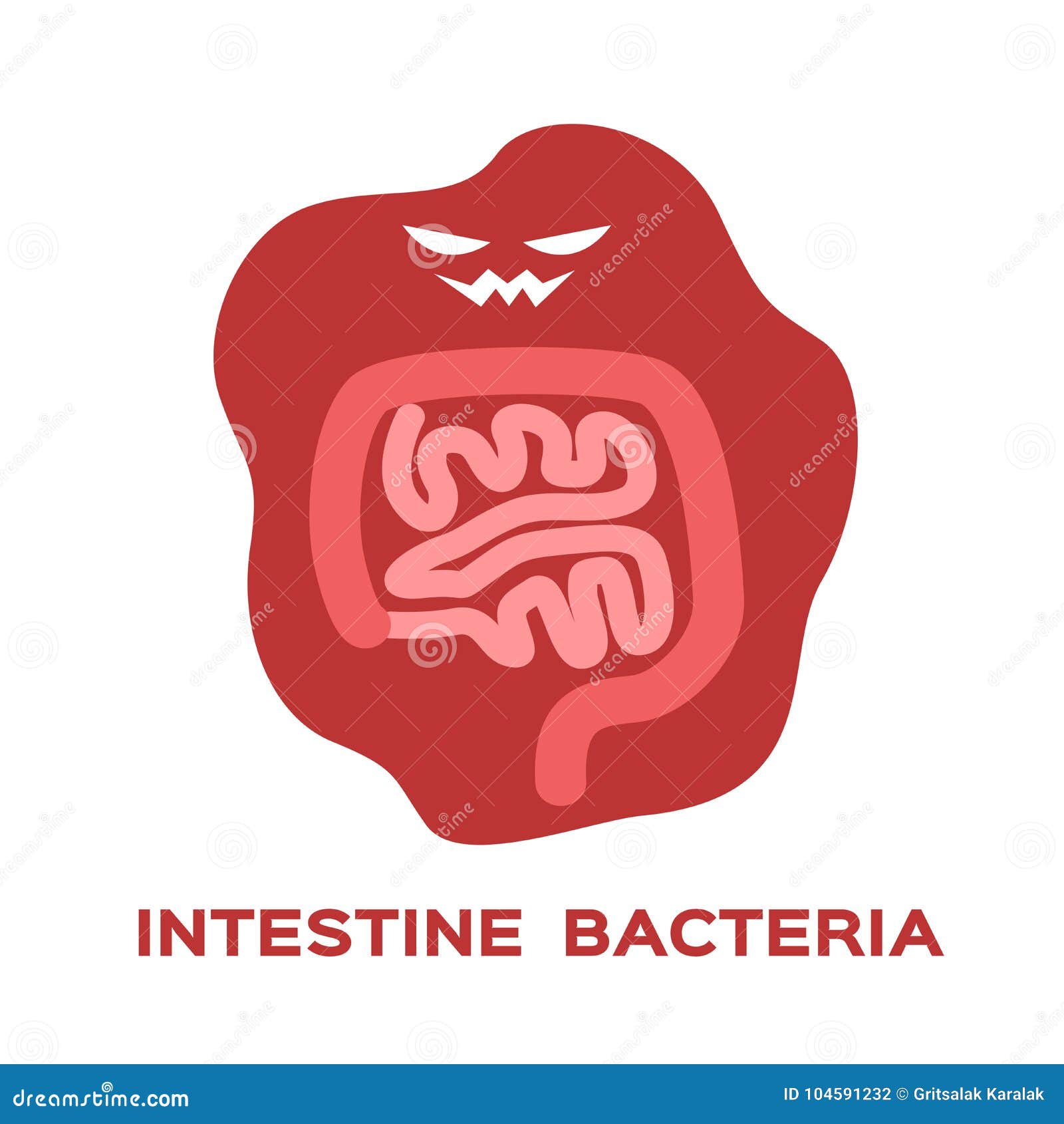 Intestine With Bacteria Grey Icon. Diseased Internal Organ Symbol ...