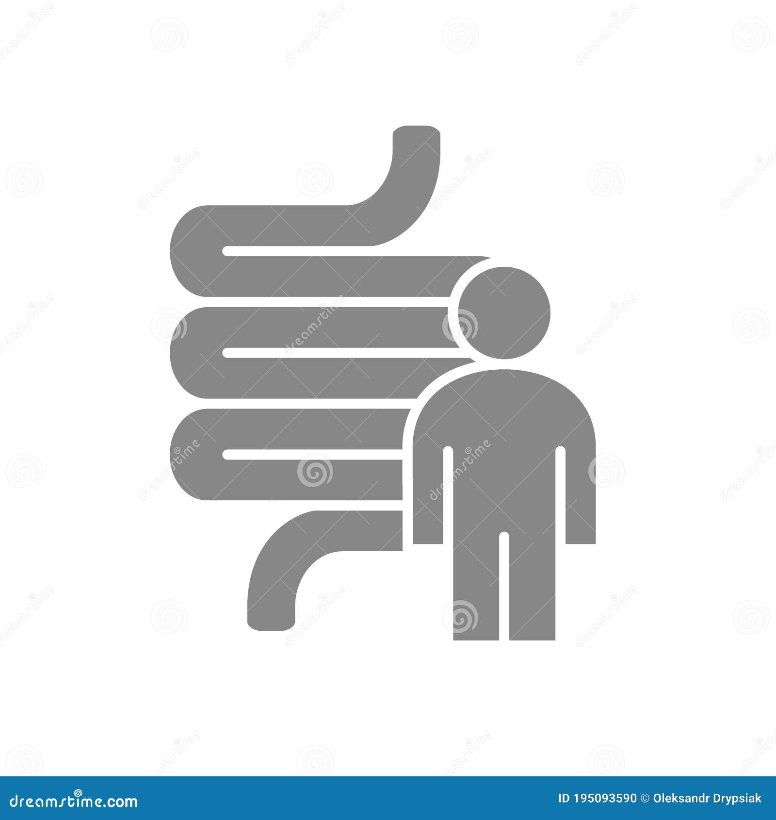 Intestine with Man Grey Icon. Digestive Tract Symbol Stock Vector ...