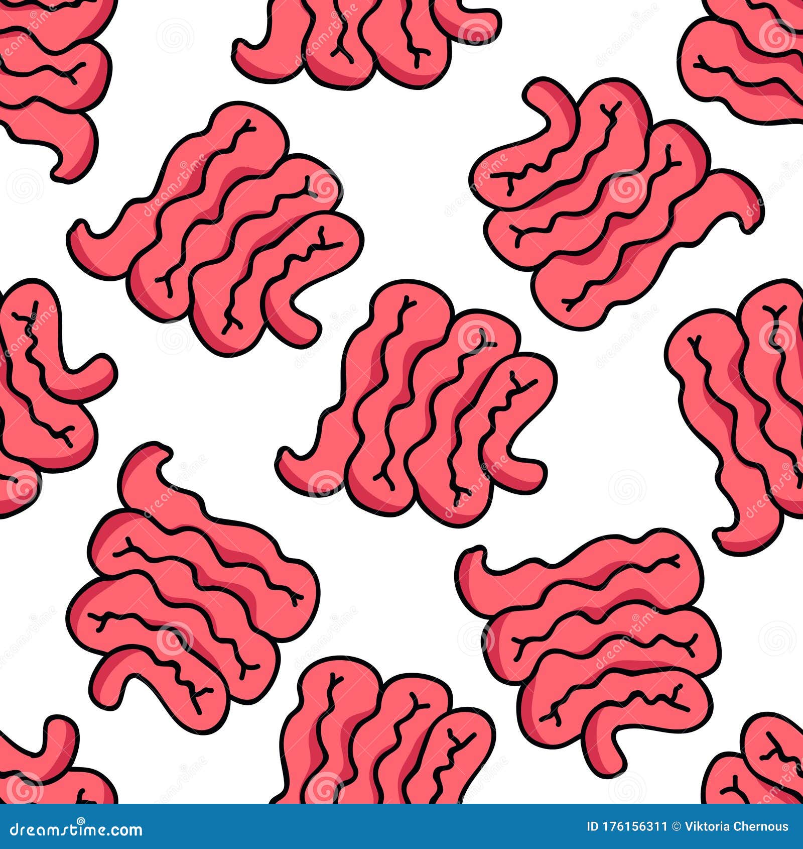 Intestines Seamless Doodle Pattern, Vector Illustration Stock ...