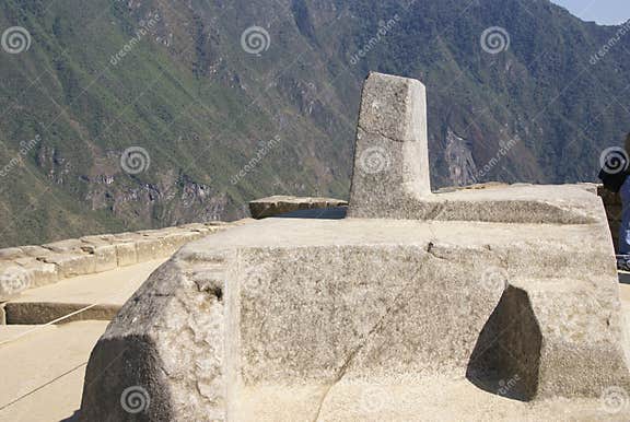 Intihuatana, Sacred Sun Dial Stock Photo - Image of buildings, terraces ...