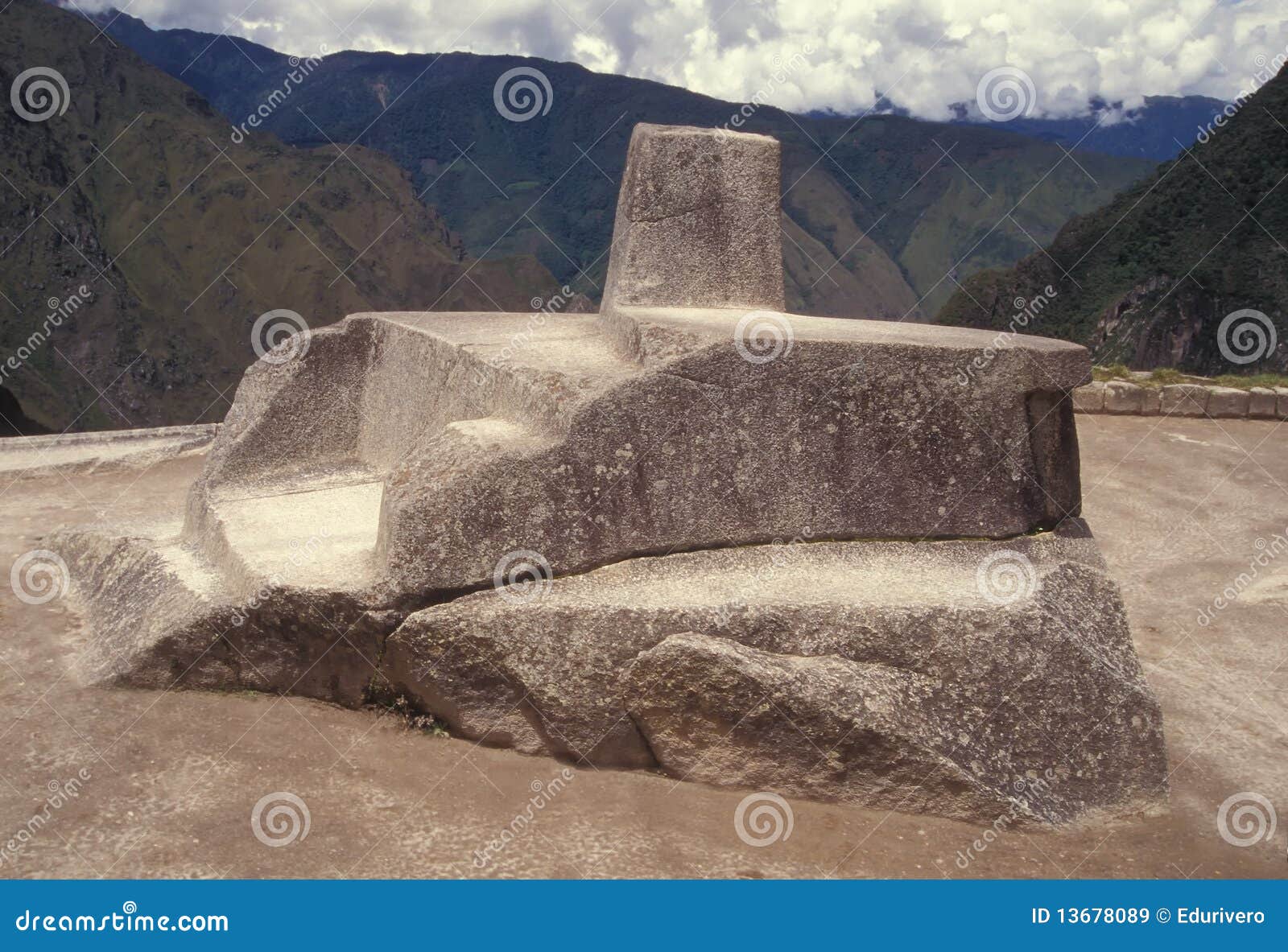 Intihuatana Stone at Machu Picchu, Peru. Stock Image - Image of inca ...