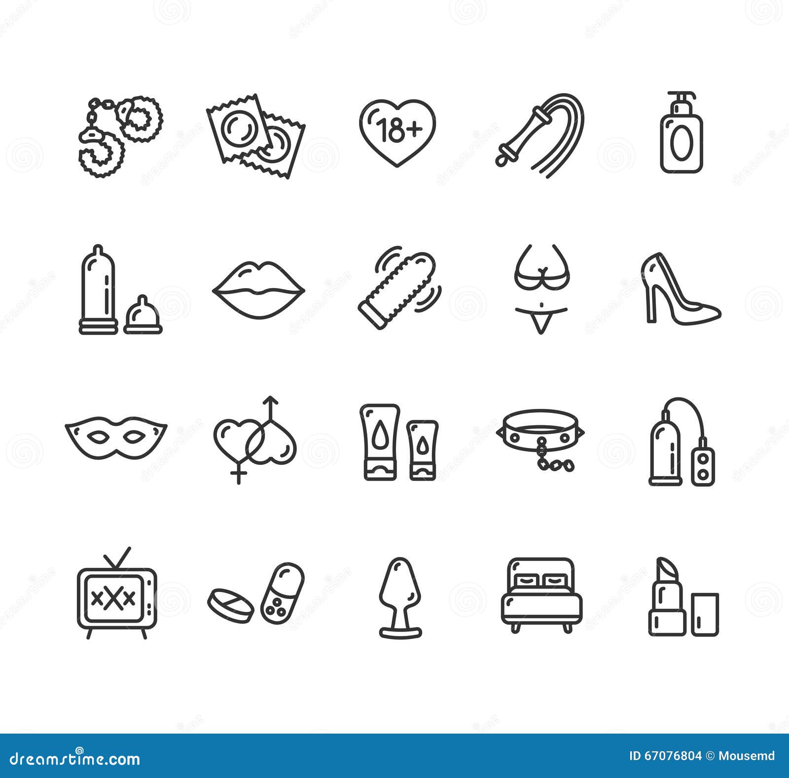 Intim Or Sex Shop Icon Set Vector Stock Vector Illustration Of