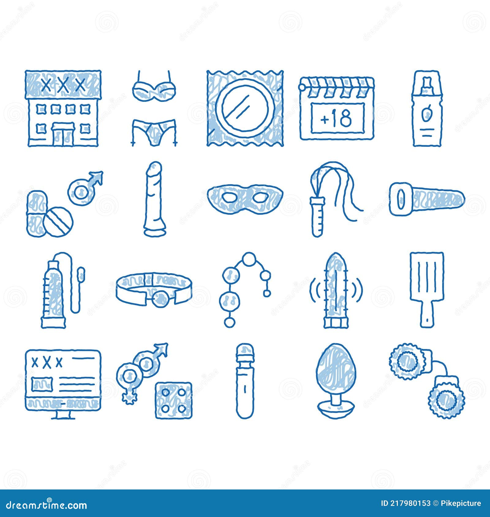 Intim Shop Sex Toys Icon Hand Drawn Illustration Stock Vector