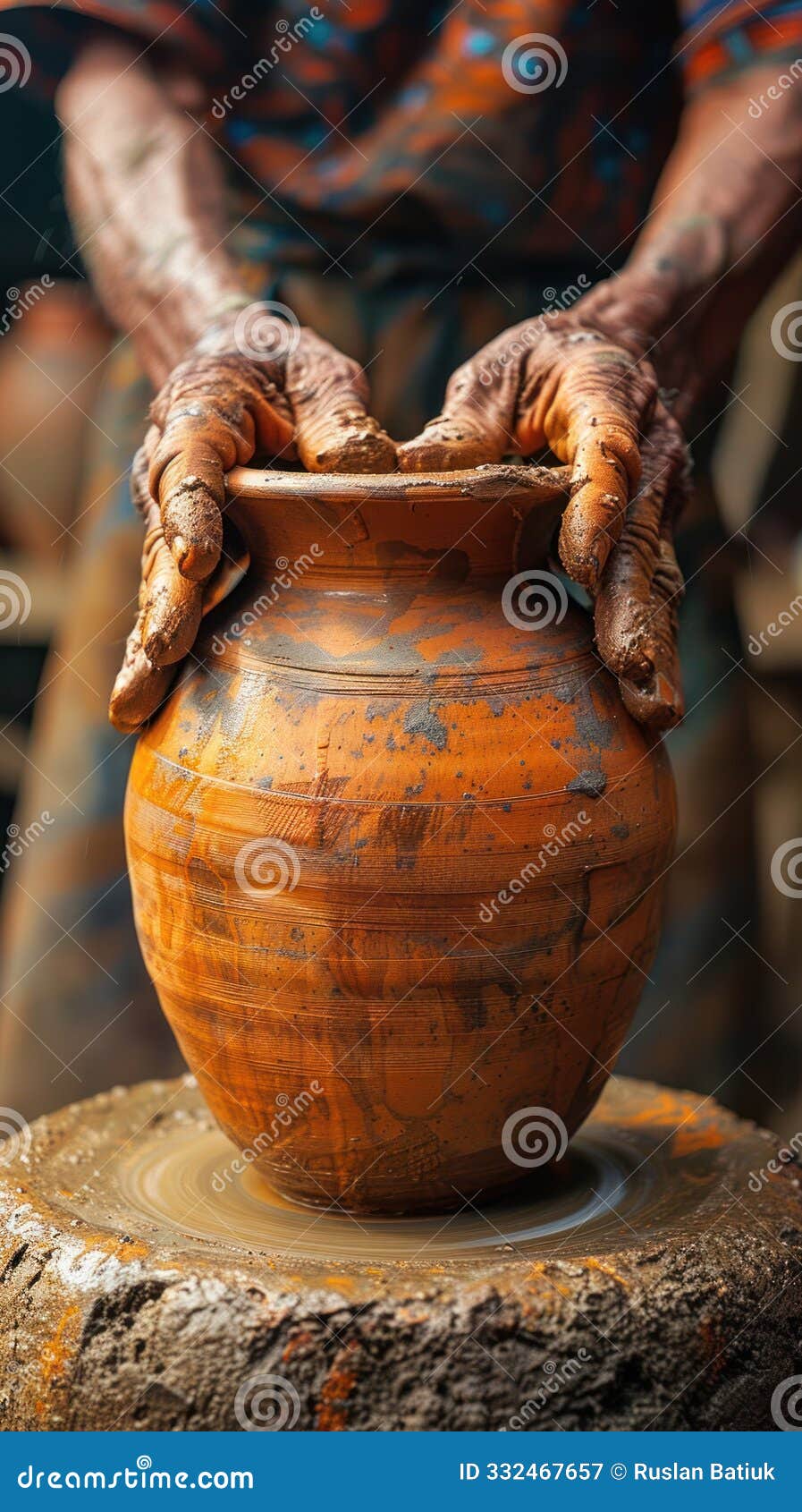 Intimate Craft of Potter Hands Molding Clay, Tactile Process of Shaping ...