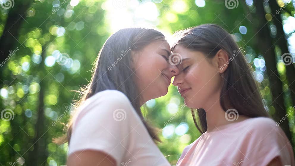Intimate Date Of Two Lesbians Affectionate Attitude To Each Other