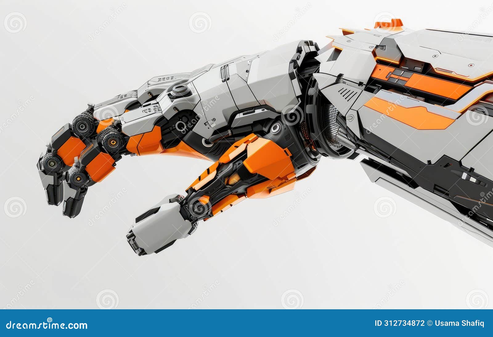 Intimate Look at Robotic Arm, Isolated on White Background, Generative ...