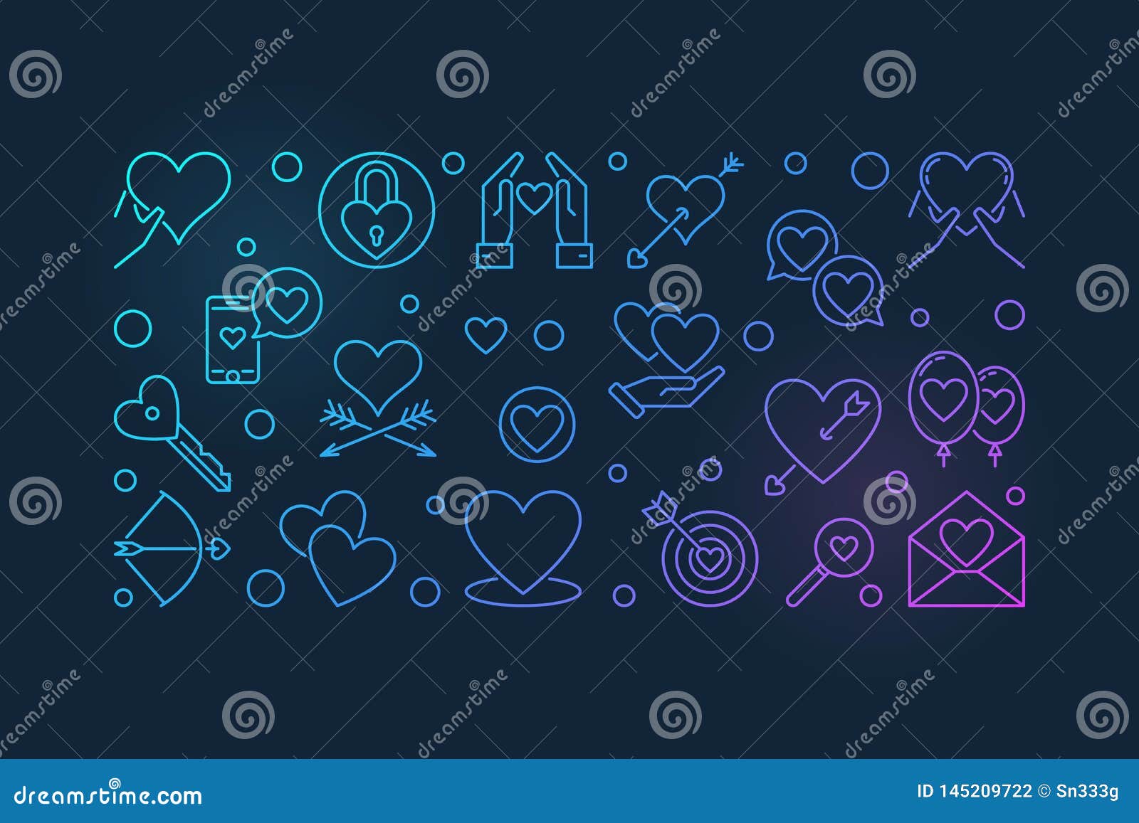 Intimate Relationship Vector Round Modern Line Illustration ...