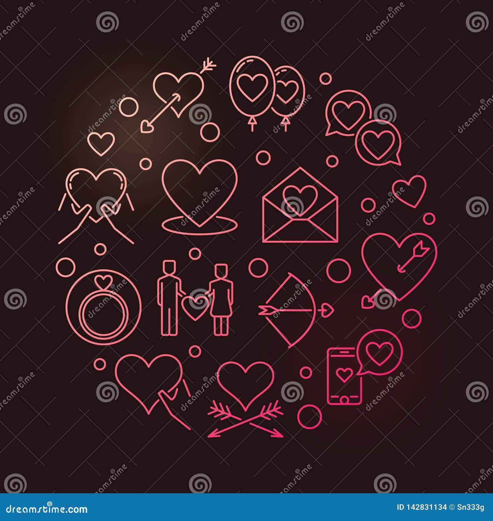 Intimate Relationship Vector Round Modern Line Illustration ...